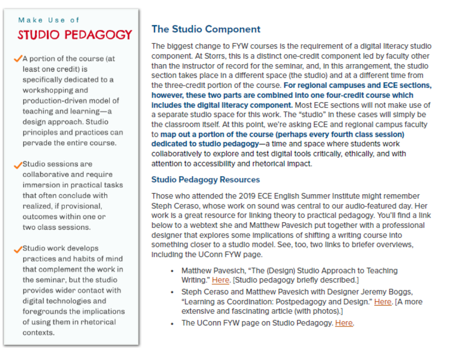 Studio Pedagogy | ECE English | University of Connecticut